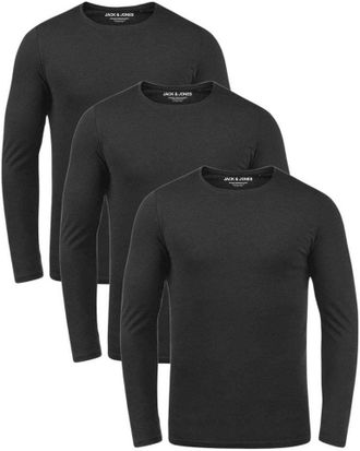 Jack & Jones Langarmshirt (Spar-Set, 3er-Pack) Basic Shirt mit Rundhalsauschnitt