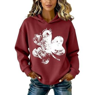 Generic HUIFUAO Sweat &agrave; capuche pour femme avec tr&egrave;fle amusant pour femme Costume irlandais de St Paddys Day Vert Irlande Tr&egrave;fle Chemise Vacances Haut &agrave; manch