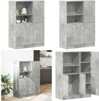 vidaXL 2-tlg. Küchenschrank-Set Betongrau Holzwerkstoff - Vidaxl