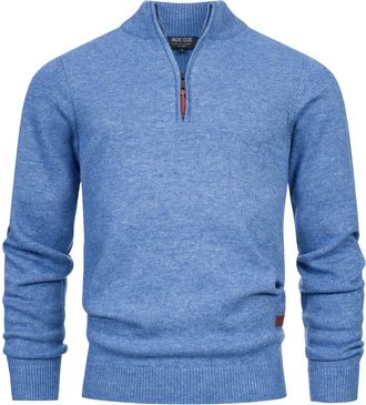 Indicode Herren INMargous Half-Zip Feinstrickpullover mit Stehkragen und Rei&szlig;verschluss | Herrenpullover Strickpullover f&uuml;r M&auml;nner Copen Blue, XL