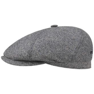 Stetson Milner Flatcap Herren Made in EU Hoher UV-Schutz Elegante Schieberm&uuml;tze 100% Seide Baumwollfutter Sommer Winter blau-beige 64 cm