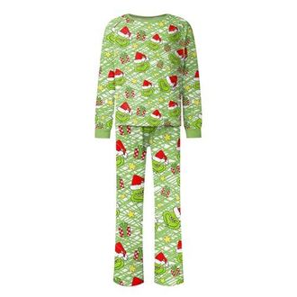 Generic Le Grinch Pyjama Noel Famille De Grinch Couple The Deguisement Pull Vetement Assorti Noël Homme Ensembles Chaud Et Doux Bebe Enfant Costume Adulte Ens