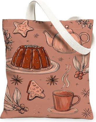 Generic Sacs fourre-tout vintage en toile artistique, sacs d&eacute;picerie r&eacute;utilisables, l&eacute;gers et lavables avec bandouli&egrave;re, p&ecirc;che, 13x15 Inch