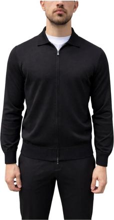 FILIPPO DE LAURENTIIS Homme, Sweatshirts et sweats &agrave; capuche, Noir, Taille: L Cardigan zipp&eacute; en coton cr&eacute;pon