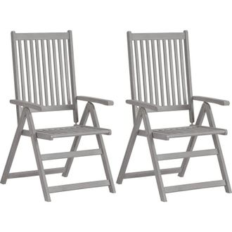 vidaXL Vidaxl - Chaises inclinables de jardin 2 pcs Gris Bois solide dacacia