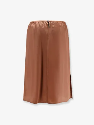 Maison Margiela Womens Midi Skirt Cupro Blend Brown Acetate