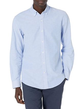 Amazon Essentials Herren Lang&auml;rmliges Oxford-Hemd mit normaler Passform, Blau, XS