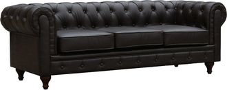 Habitat et Jardin Sofa Chesterfield Aliza ohne Verstellfunktion - 204 x 80 x 58 cm - 3-Sitzer - Braun