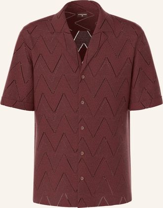 Strellson Strick-Resorthemd Clint Regular Fit rot