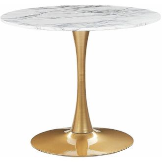 Beliani Esstisch BOCA Marmor Optik / Gold 90 cm 90 cm