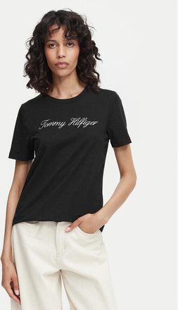 Tommy Hilfiger T-Shirt Script WW0WW43459 Schwarz Regular Fit