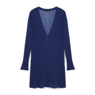 Fiorella Rubino Rippstrick-Bolero mit Glocken&auml;rmeln - - Knitwear - Damen - Blau - XS/S