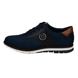 Bugatti Homme Chaussure à lacets en mélange de matières respirantes, mousse à mémoire de forme, lacets élastiques, Bleu Foncé, 40 EU