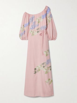 Bernadette Nathalie Schulterfreie Robe Aus Cr&ecirc;pe De Chine Aus Seide Mit Verzierungen - Pink