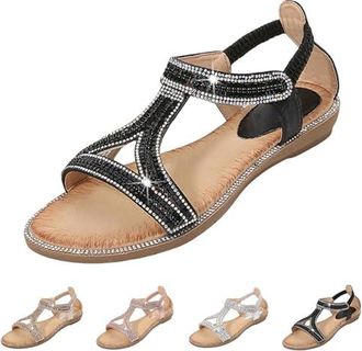 Generic Sandales d&eacute;t&eacute; &eacute;l&eacute;gantes &agrave; talons compens&eacute;s pour femme - Sandales d&eacute;t&eacute; &eacute;l&eacute;gantes &agrave; plateforme - Sandales ouvertes - Sangle de cheville - Antid&eacute;rapantes