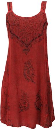 Guru Shop Besticktes Indisches Minikleid Boho Chic, Hippie Tunika - rot Design 16, Damen, Synthetisch