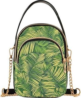 Mnsruu Sac à bandoulière pour femme, motif feuilles de palmier, feuilles vertes, plantes tropicales, petit sac à bandoulière avec sangle réglable