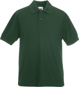 Fruit Of The Loom Kinder-Poloshirt, kurz&auml;rmelig, Unisex, 65 % Polyester, 35 % Baumwolle, flaschengr&uuml;n, 5-6 Jahre