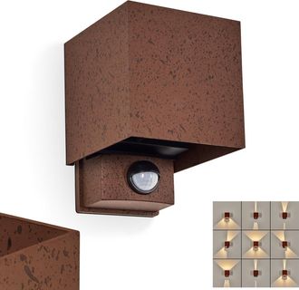 HOFSTEIN Außenwandleuchte Almodofa, Außenwandlampe mit Bewegungsmelder aus Metall/Kunststoff in Rost/Schwarz/Klar, Leuchte mit Up&Down-Lichteffekt im modernen 