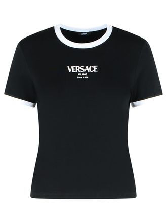Versace T-shirt en viscose noir