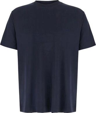 Emporio Armani Homme, Tops, Bleu, Taille: 2XL T-shirt bleu &agrave; col rond et logo ton sur ton en modal pour homme