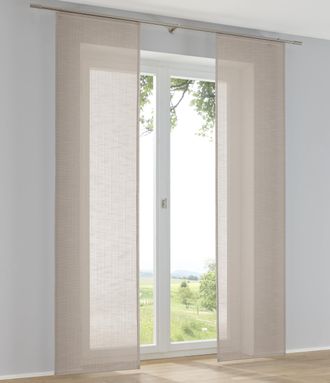 Kutti Heimtextilien Schiebegardine Raumtrenner Boston Taupe Leinenoptik Schiebevorhang mit Paneelwagen B 60 x H 225 cm (1 STK)