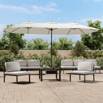 vidaXL Vidaxl - Parasol de jardin à double tête avec led blanc sable 449x245 cm