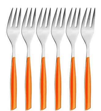 Bugatti Glamour, Set mit 6 Dessertgabeln aus Edelstahl 18/10 und ORANGE-Griff, in Geschenkbox verpackt, spülmaschinenfest