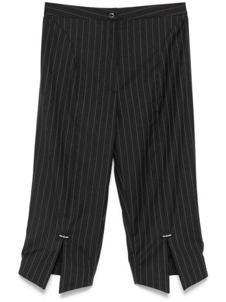 MUGLER pantalon court &agrave; fines rayures - Noir