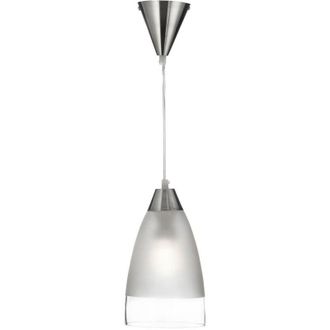 Searchlight Searchlight Metal And Glass - 1 Licht Deckenanhänger Chrom mit klarem und mattiertem Glasschirm, E27