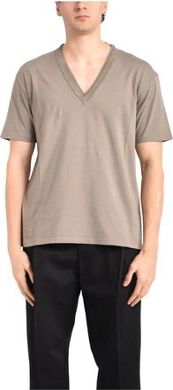 Mauro Grifoni Homme, Tops, Brun, Taille: M T-shirt Double Col en V
