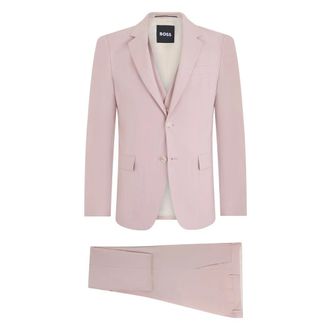 HUGO BOSS Dreiteiliger Slim-Fit-Anzug aus Schurwolle - - Suits - Herren - Rosa - XL