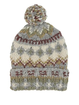 Chamula bonnet &agrave; motif fair isle - Gris
