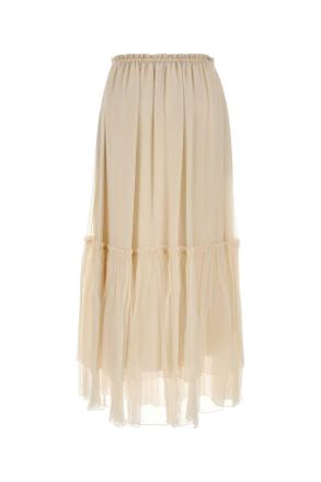 Chlo&eacute; Womens Tiered Silk-Crepe Skirt Beige