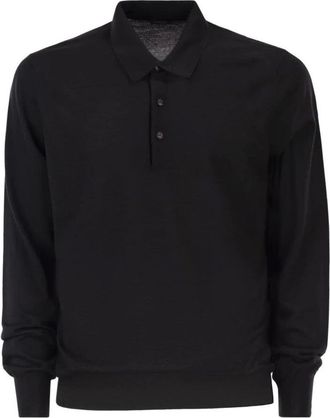 Kiton Homme, Tops, Noir, Taille: M Polo &agrave; Manches Longues