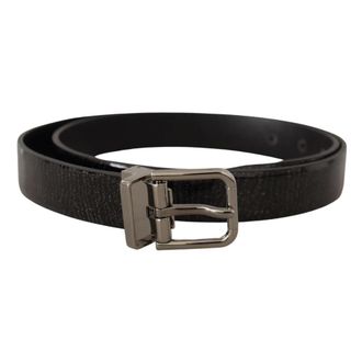 Dolce & Gabbana Schwarzer Leder Vernice Metallschnallen G&uuml;rtel - - Accessories - Herren - Schwarzk - ONE SIZE