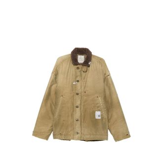Miharayasuhiro Distressed Faux-shearling-collar Jacket