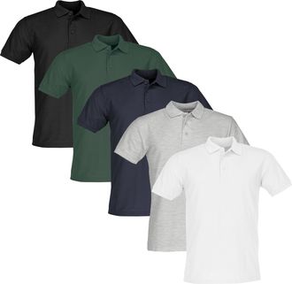 Fruit Of The Loom 5er Pack 65/35 Piqu&eacute; Polo Herren Poloshirt, Black +Bottle + DeepNavy +HeatherGrey +White, XXL