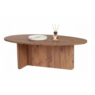 Dmora Wohnzimmertisch Parona, oval, Holzdekorplatte, braune Platte, 120x65x40h cm, Braun Eichenknoten
