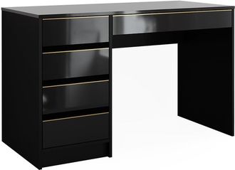 Vicco Schreibtisch Sherry, Schwarz Hochglanz, 55 x 120 cm mit Schubladen