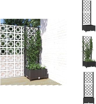 vidaXL Vidaxl - Jardini&egrave;re avec treillis Noir 40x40x121,5 cm pp - Jardinierre - Pot De Fleurs - Plante Grimpante - Tomate Cerise - Rose Grimpante