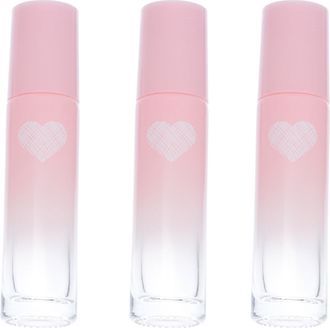 NUOBESTY LOLIPPYY 3 Stück Flaschen aus Dickem Glas mit Herzmuster Auslaufsichere Nachfüllbare Parfüm Ätherische Öl Roller Fläschchen Tragbar für Unterwegs und 