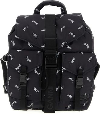Ganni Femme, Sacs, Noir, Taille: ONE Size Re-Tech Backpack