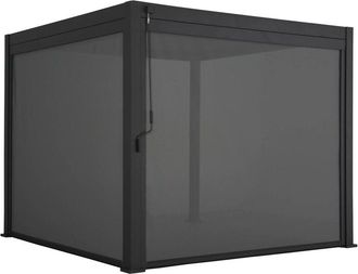 Sweeek Pergola bioclimatique aluminium Triomphe 3x3 m lames orientables avec 2 stores en aluminium et textil&egrave;ne anthracite
