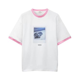 Versace Seiden-Nylon-Mischung T-Shirt - - Tops - Damen - Wei&szlig; - XS