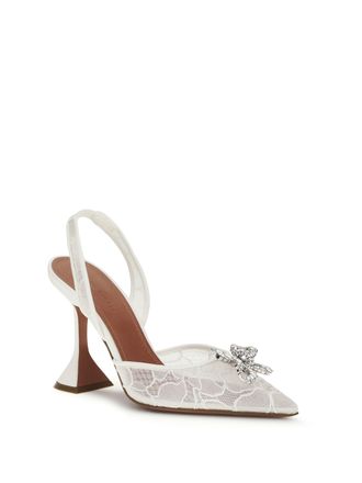 Amina Muaddi Womens Rosie Slingback Sandals Ivory+ivory
