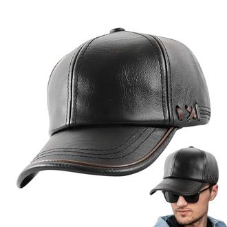 Generic Casquettes de baseball, en cuir synthétique pour moto, casque de baseball élégant et réglable pour homme, sports de plein air, y compris la pêche, la 