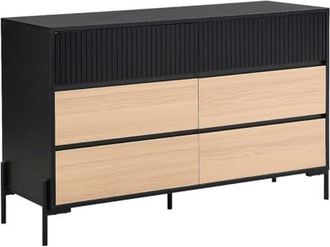 Vente-Unique Commode 6 tiroirs - Noir et Naturel Clair - GLARODI