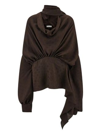 Ferragamo blouse en soie à motif monogrammé - Marron