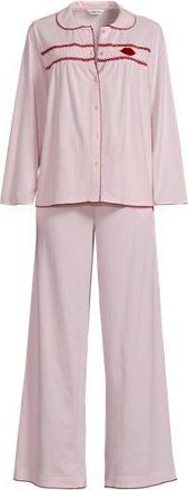 Lands End x Lulu Guinness Pyjama-Set mit Smok-Details, Damen, Größe:48-50 regular, Pink, Baumwolle, by Lands End